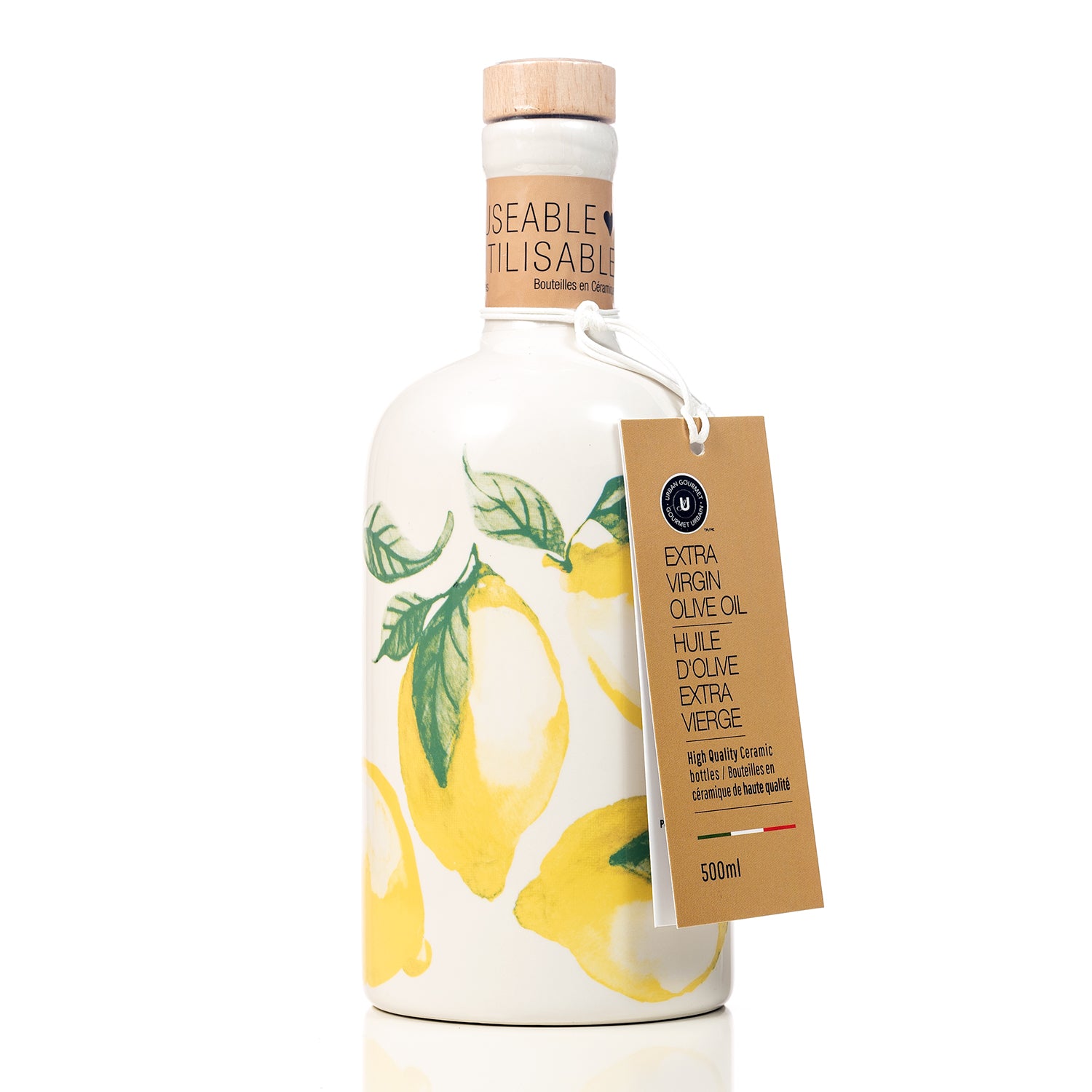 EVOO Olive Oil Ceramic Bottle - Lemon Pattern – Urban Gourmet